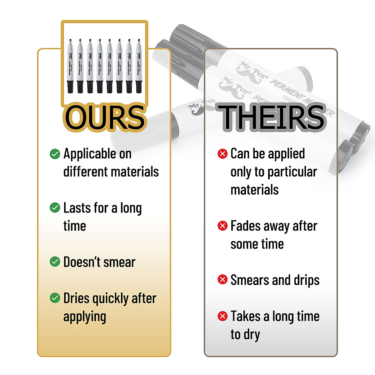 Mr. Pen- Black Permanent Markers, 8 Pack, Chisel Tip Permanent Marker, Markers, Black Markers, Thick Black Markers, Permanent Marker Chisel, Chisel Tip Black Marker, Chisel Tip Black, Chisel Tip