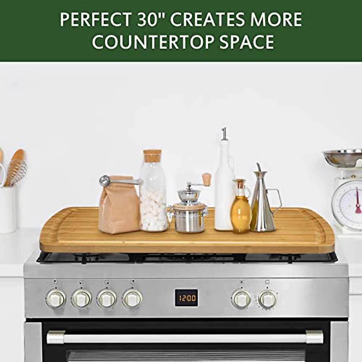 30x20 Bamboo Wood Cutting Board for Kitchen, Extra Large Cutting Board with Juice Groove, Over Sink Cutting Board, Stove Top Cover, Noodle Board Stove Cover