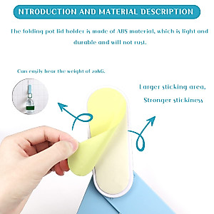 DOERDO 2 Pairs Wall Mount Adjustable Pot Lid Organizer Pot Hangers for Kitchen Wall Mount, Adjustable Lid Holder(White, Blue)