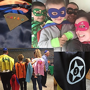 AIMIKE Superhero Capes and Masks, DIY Dress Up Capes and Masks Set, 4 Packs with Stickers