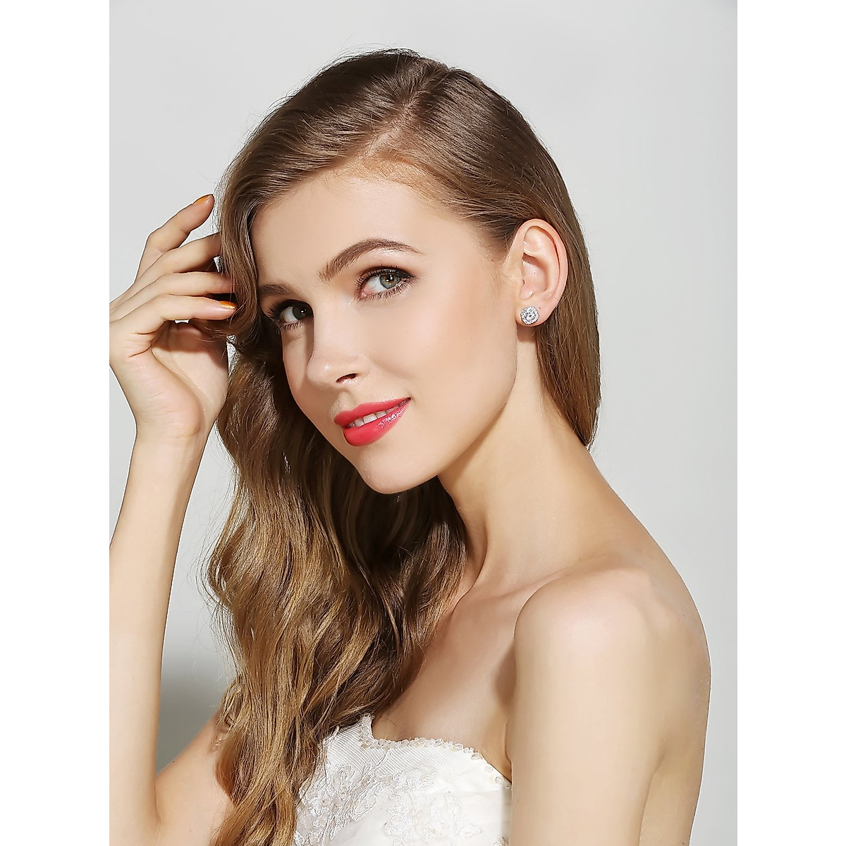 SBLING Platinum Plated Cubic Zirconia Cushion Shape Halo Stud Earrings (1.90 cttw)