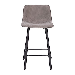 Flash Furniture Caleb Modern Armless 24 Inch Counter Height Stools Commercial Grade with Footrests and Matte Metal Frames, Set of 2