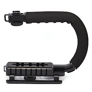 Video Action Stabilizing Handle Grip, C/U Shape Bracket Grip Camera/Camcorder Handheld Stabilizer with Hot-Shoe Mount