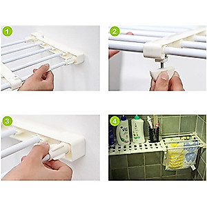 Haotfire Adjustable Scalable layered separator wardrobe kitchen bathroom storage rack clothing racks toy storage rack (XL, White)