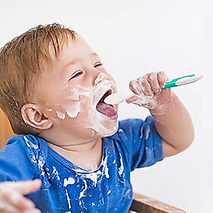 Baby Utensils Spoons Forks Set with Travel Safe Case Toddler Babies Children Feeding Training Spoon Easy Grip Heat-Resistant Bendable Soft Perfect Self Feeding Learning Spoons 2 Sets