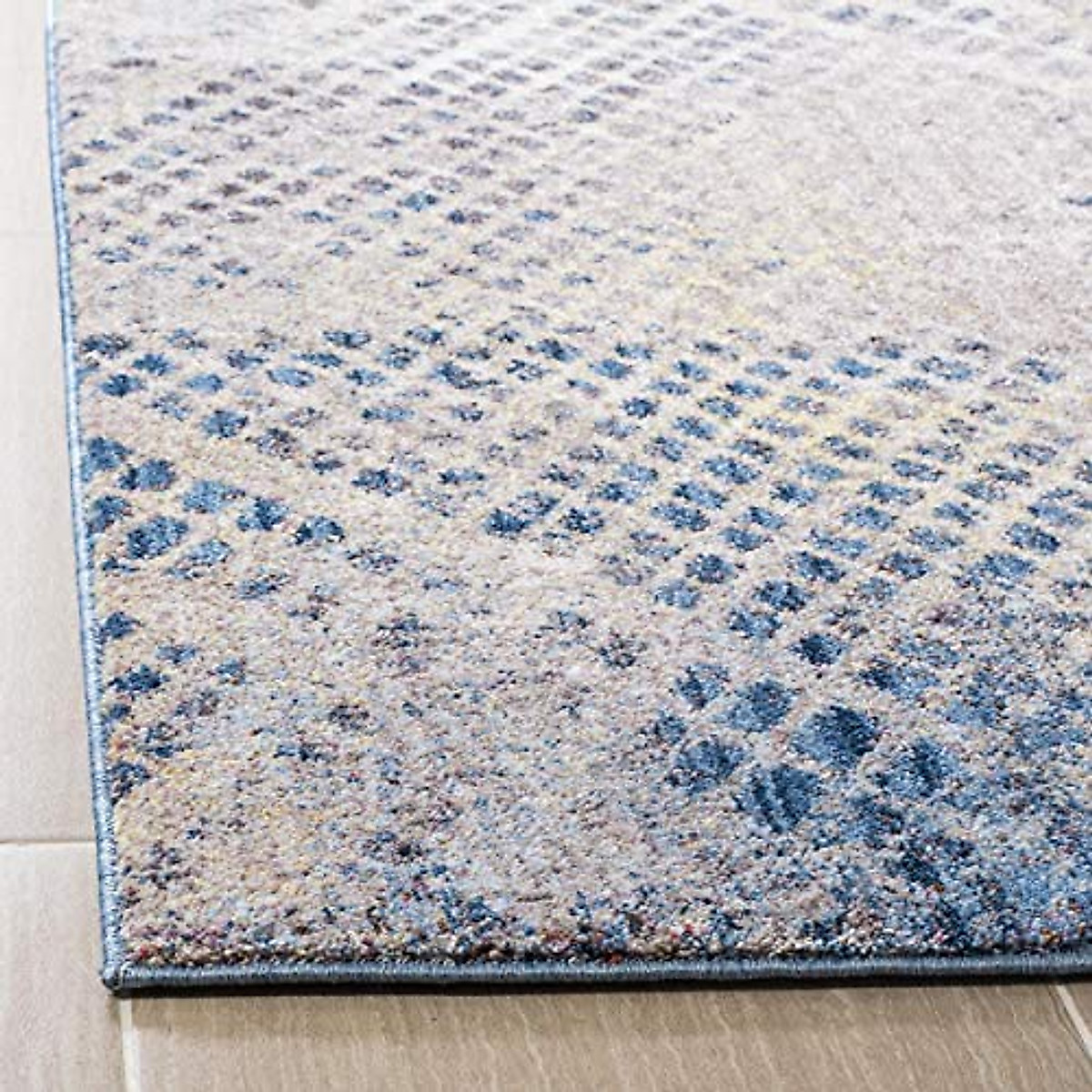 SAFAVIEH Monray Collection Area Rug - 8' x 10', Blue & Multi, Modern Abstract Distressed Design, Non-Shedding & Easy Care, Ideal for High Traffic Areas in Living Room, Bedroom (MNY656E)
