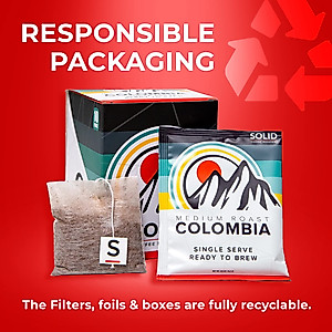 Colombia Medium Roast Coffee Tea Bags, Single Serve Coffee in Tea Bags for On-the-Go Brew, Cold Brew Bags Alternative to Instant Coffee Packets, Single Origin, Box of 10 - SOLID Coffee Roaster’s