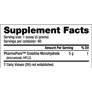 NutraBio Creatine Monohydrate - Pure Grade - Supports Muscle Energy and Strength - (300 Grams) - Unflavored, HPLC Tested (300g)