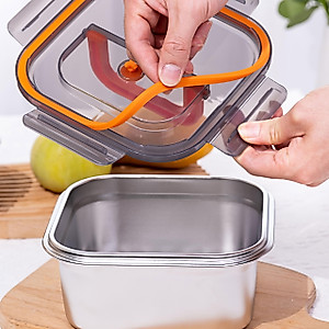 Generic Modern Eco-Friendly 304 Stainless Steel Leak Proof Containers with Silicone Lids - Rectangular Lidded Airtight Food Storage for School, Daycare, Office Lunches, Picnics, Travel Snacks