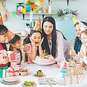 Dn Dennov 168PCS Pink and Gold-Pastel Party Supplies, Severs 24 Disposable Party Dinnerware Include Paper Party Plates,Cups,Napkins,Straw,Wooden Fork Spoon for Wedding,Christmas(Trompe l'oeil Gold)