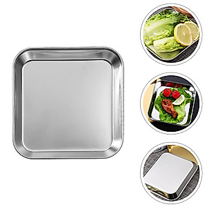 1pc Stainless Steel Dinner Plate Pork Chop Plate BBQ Plate Outdoor Camping Plate Candle Holder Tray BBQ Platter for Kids Stainless Steel Tableware Food Baby Sushi Plate
