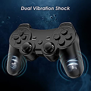 CHENGDAO Controller for PS3 Wireless Controller for Sony 2 Pack Game Controller Compatible with Playstation 3 with High-Performance Motion Sense Double Vibration and Charging Cable