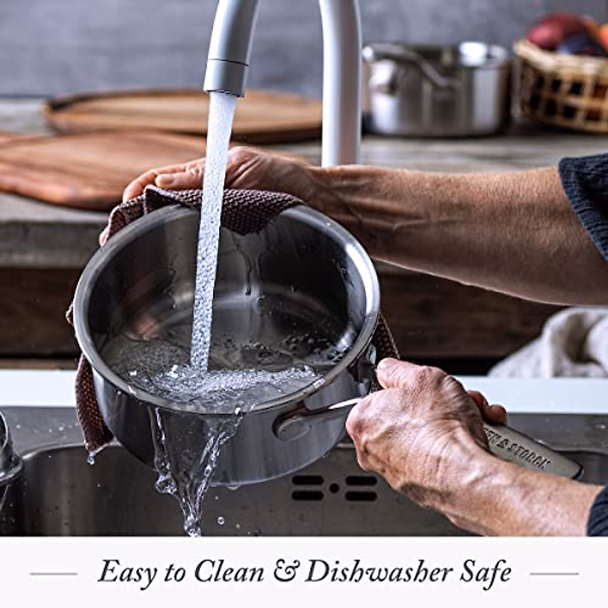 Merten & Storck Tri-Ply Stainless Steel 3QT Saucepan Pot with Lid, Professional Cooking, Multi Clad, Measurement Markings, Drip-Free Pouring Edges, Durable Glass Lid, Induction, Oven & Dishwasher Safe