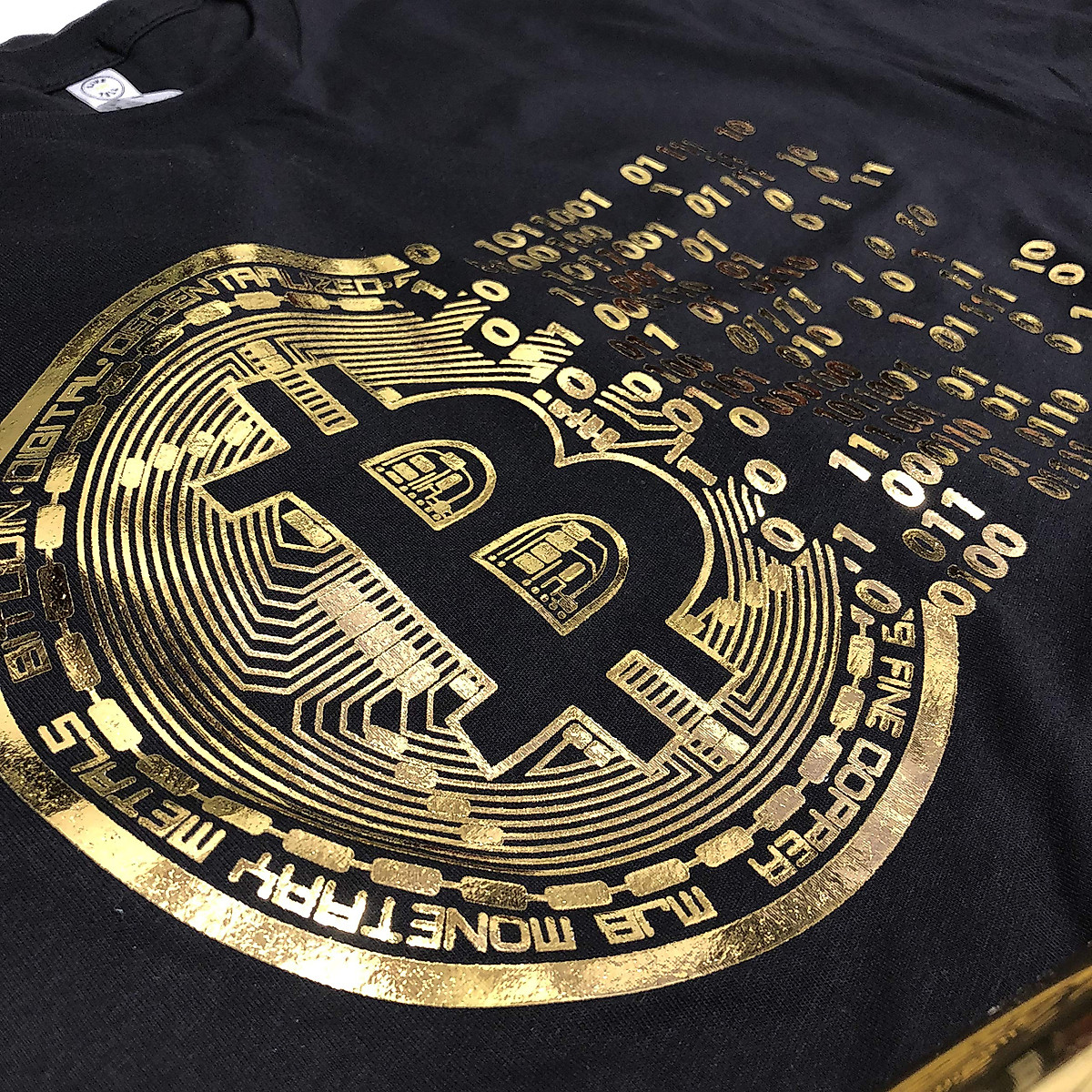 Golden Bitcoin T-Shirt for Crypto Currency Miners and Original Collectors Bitcoin Coin X-Large