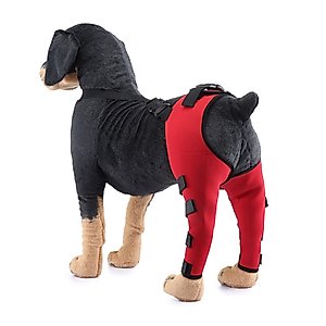 EOFLW Pet Supplies Pet Double Hind Leg Protection Double Hind Leg Guard Injury Protective Cover (Color : Hind Legs Red XS)