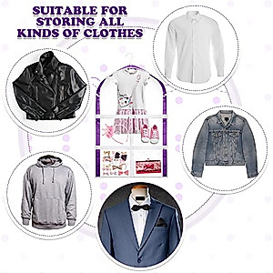 Clear Kids Dance Costume Garment Bag, 3 Pack Garment Bags for Hanging Clothes, PVC Dance Costume Bags with Garment Rack Dance Costume Organizer with Zipper Pockets for Travel Storage Kids Girls