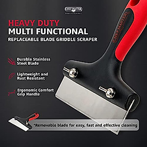 Mr. Bar-B-Q Griddle Scraper Tool with Replaceable Blade, Stainless Steel Griddle Cleaner, Ergonomic, Perfect for Professional and Residential Kitchen Grill Scraper