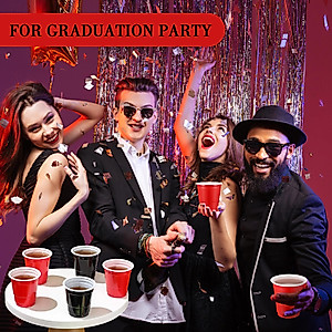 Dandat 200 Pack 2 oz Plastic Shot Glasses Plastic Cups Mini Disposable Glasses for BBQ Christmas Party Tastings Serving Sample Picnic Camping Daily Life Wedding Supplies (Black, Red)