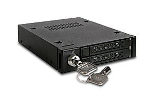 ICY DOCK Full Metal 2 Bay 2.5” SATA/SAS HDD & SSD Mobile Rack for External 3.5" Drive Bay | ToughArmor MB992SK-B