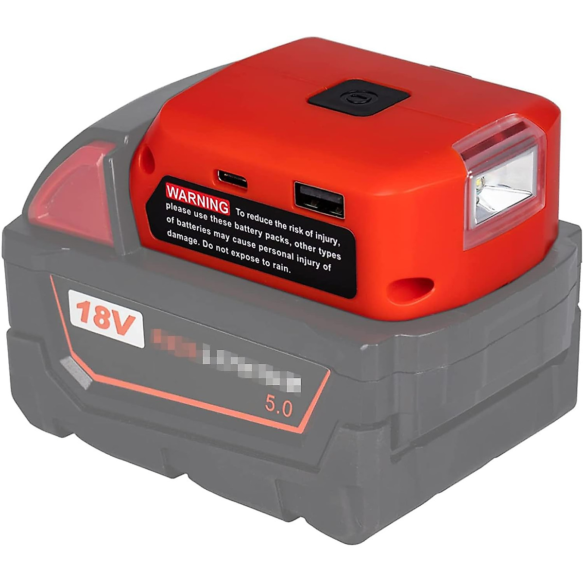 Battery Adapter for Milwaukee 18v Battery USB Charger & 12v DC Port & Work Light - Power Source Supply for Milwaukee Lithium-ion Battery (Tool ONLY)
