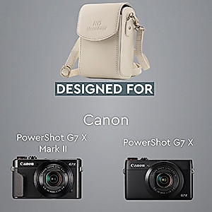 Mega Gear MG1416 Canon PowerShot G7 X Mark II, G7 X Leather Camera Case with Strap, White