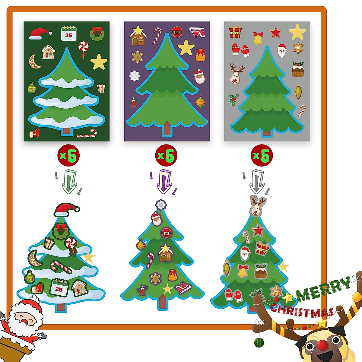 Funnlot Christmas Crafts for Kids 30PCS Make a Christmas Tree Stickers Christmas Activities for Kids Christmas Kids Christmas Crafts Toddler Christmas Tree Sticker for Kids Christmas Games