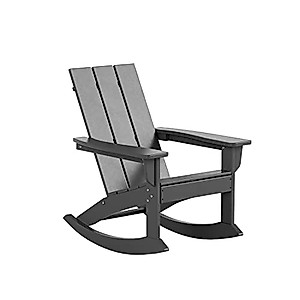 WO Home Furniture Adirondack Rocking Chair Set of 2 PCS Patio All-Weather and UV Protection for Any Outdoor Spaces (Gray)
