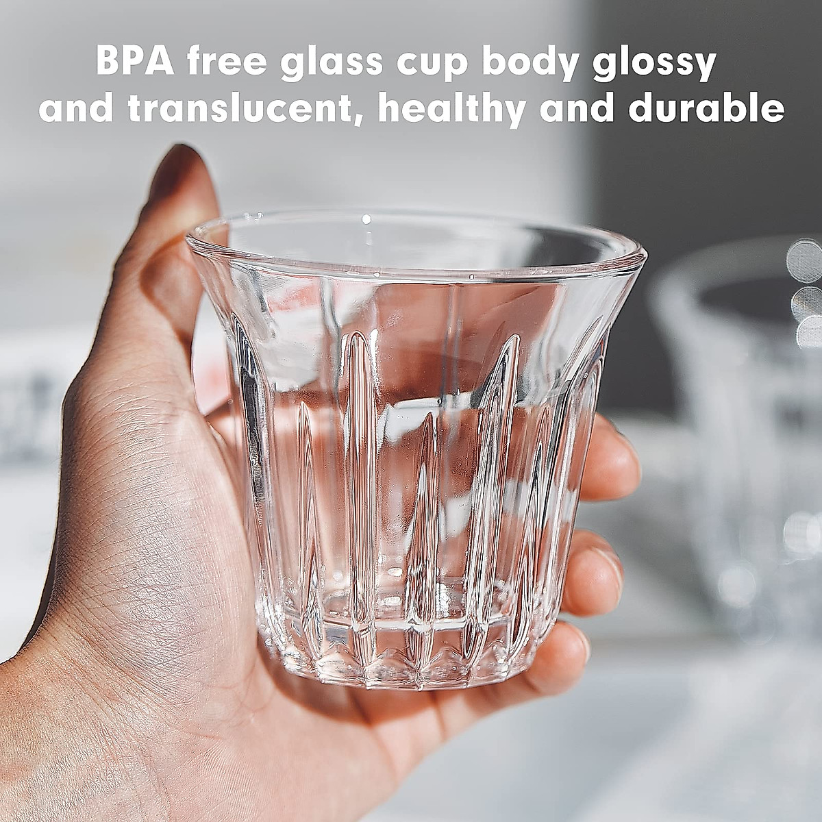 Bincoo Glass Coffee Mug Set 2x90ML, Clear Glass Coffee Mugs with Wooden Coasters, Coffee, Cappuccino, Latte, Espresso Glass Cup Heat Resistant