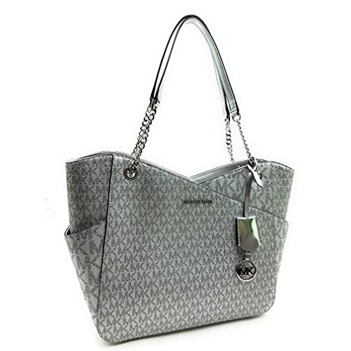 Michael Kors Large Jet Set Travel Chain Shoulder Tote (Silver)