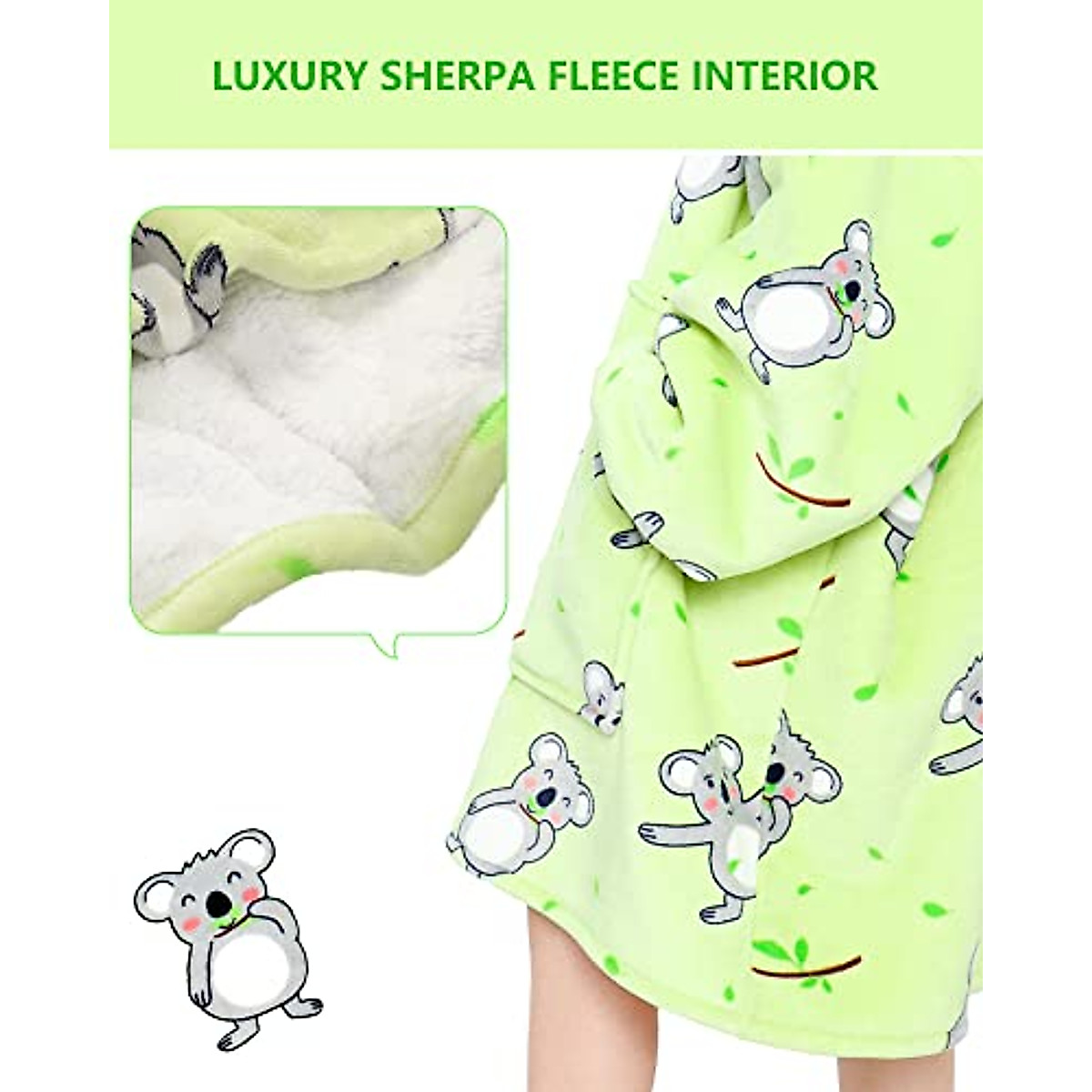 Blanket Hoodie Women Oversized,Soft & Warm Weighted Fluffy Sherpa Fleece Wearable Adult Blanket Hooded Gift with Sleeves