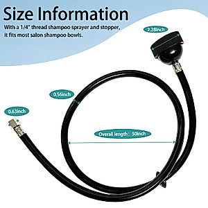 2 Packs Shampoo Bowl Hose and Sprayer, Salon Spray Head with Rubber Hose to Attach Shampoo Bowl Faucet Vacuum Breaker, Sink Replacement Part for Salon, Barber Shop, Spa, 1/4" Thread