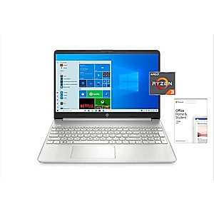 HP 15.6" Diagonal FHD Premium Laptop | AMD Ryzen 3 3250U | HDMI | Windows 10 in S Mode | Silver (8GB RAM | 256GBSSD |Microsoft Office)