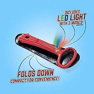 Geospace Original Winter Fun Ski Skooter Sled with Single LED Light: Fold-up Portable Snowboard Kick-Scooter Sled for Use on Snow (RED)