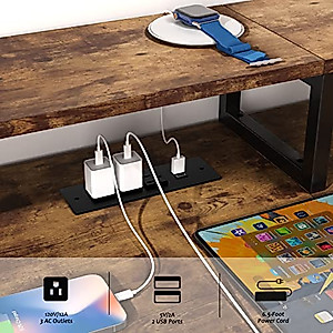 AYEASY 66" Computer Desk L Shaped Desk with Storage, Reversible Corner Desk with USB Charging Port & Power Outlet,Gaming Desk L Shape with Monitor Shelf, Large Home Office Desk, Rustic Brown
