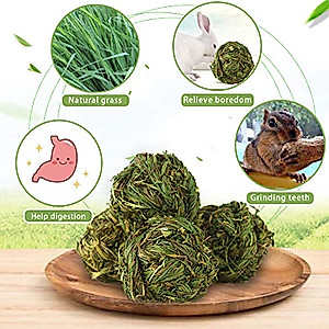 PINVNBY 6 Pack Rabbit Chew Grass Balls,Bunny Natural Timothy Woven Grass Ball Teeth Grinding Activity Play for Hamster,Chinchillas,Gerbils,Guinea Pigs and Other Small Animal