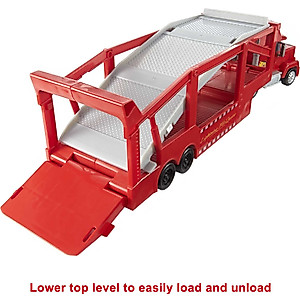 Mattel Disney and Pixar Cars Mack Hauler, 13-inch Toy Transporter Truck with Ramp & Carry Storage for 12 Vehicles