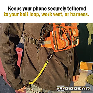 Drop Stop Mobile Phone Tether for Drop Damage and Theft Protection - Universal Phone Lanyard with Carabiners for Secure Vest Attachment - Tablet and Phone Carrier for Daily Activities (Black)