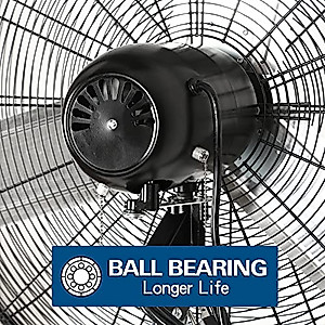 BILT HARD 6450 CFM 24" High Velocity Pedestal Oscillating Fan, 3-Speed Heavy Duty Industrial Standing Fan with Aluminum Blades and Adjustable Height, Metal Shop Fan for Commercial, and Garage