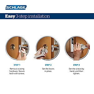 Schlage F10 FLA 605 Flair Door Lever, Hall & Closet Passage Lock, Bright Brass
