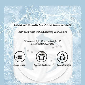 Ultrasonic Turbo Washing Machine, Mini Portable Washing Machine, Sink Washing Machine for Dorm Home Travel, 30 Minute Timer, USB Powered (White)