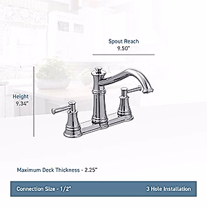Moen 7250SRS Belfield Traditional Two Handle High Arc Kitchen Faucet, Spot Resist Stainless