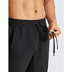 CRZ YOGA Men's Stretch Athletic Pants - 30'' Slim Fit Elastic Waist Workout Running Gym Track Pant with Pockets Black XX-Large