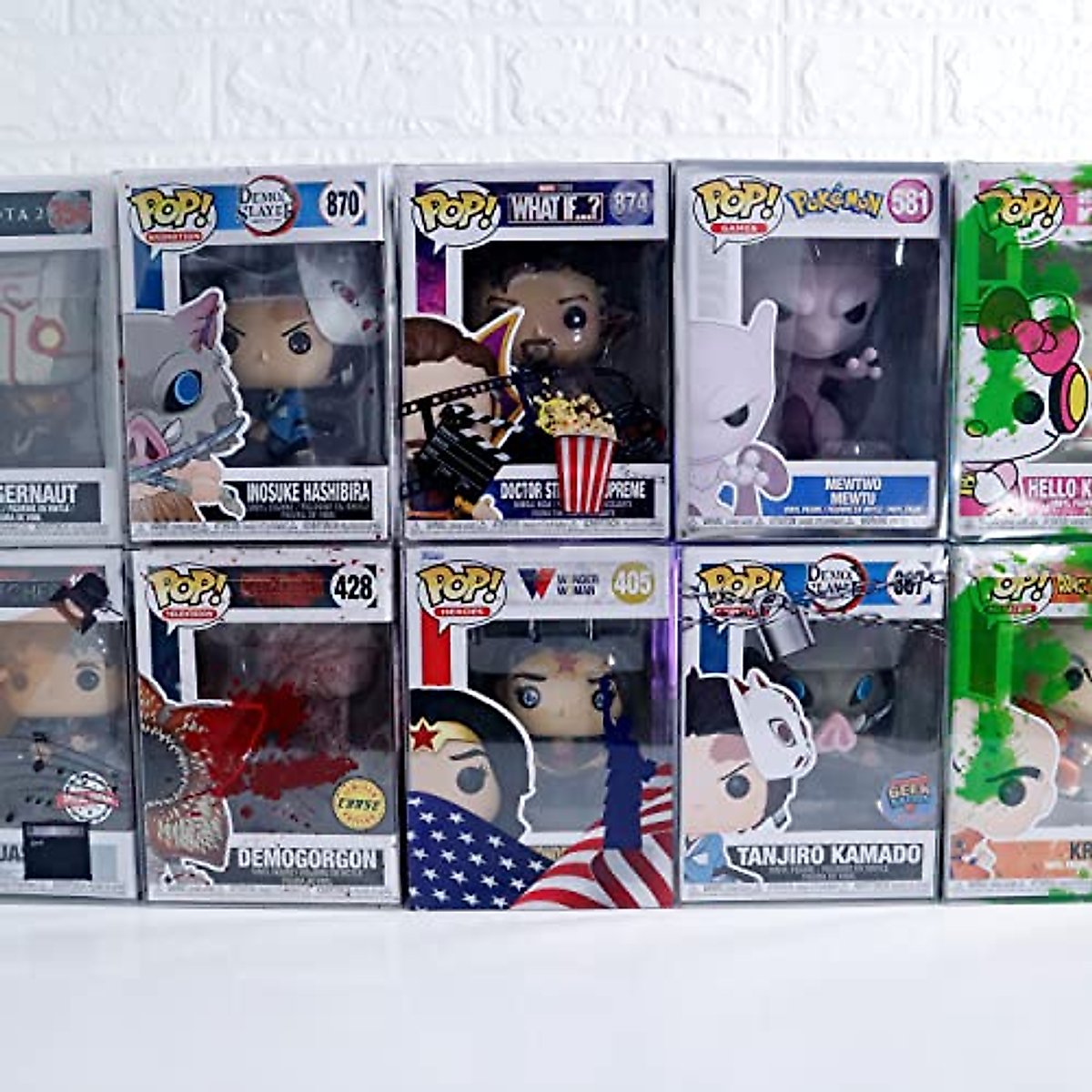 EVORETRO Pop Protector for Funko Pop 4 inch figures - 10 pack - Themed Decal Designed on Display Case such as Bullet Hole, US Flag, Vaulted, Music and more. Will Last for Years to Come