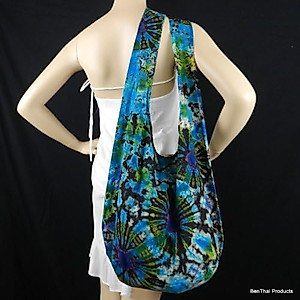 BenThai Products BTP! Tie Dye Sling Crossbody Shoulder Bag Purse Hippie Boho Blue Firework VK11