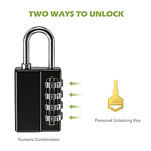 KeeKit Combination Padlock, 4 Digit Combination Lock, Resettable Waterproof Gate Lock for Locker, Gym, Fence, Case, School & Employee Locker, Toolbox – 2 Pack, Black