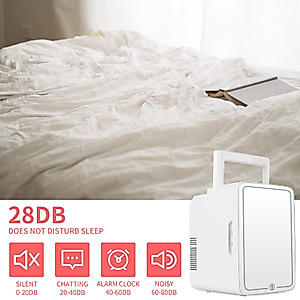 Saint Kang Skincare Fridge 12L Hot&Cold, Portable Makeup Fridge with Mirror and Light, AC/DC Beauty Fridge for Bedroom, Office and Car(White)