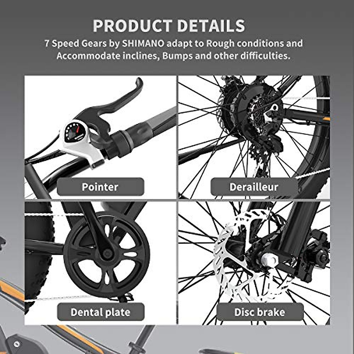 aostirmotor 750W Electric Bike for Adults 26"×4" Fat Tire 48V 13AH Lithium Battery Electric Bicycles, 28MPH E Bike for Adults, Shimano 7 Speed Mountain Bike (Black)