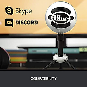 Logitech for Creators Blue Snowball USB Microphone for PC, Mac, Gaming, Streaming, Podcasting, Condenser Mic with Cardioid and Omnidirectional Pickup Patterns, Retro Design – Brushed Aluminum