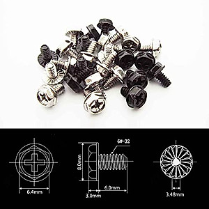 WSF-Washer, 25pcs PC Case Power Supply PSU Hard Drive Motherboard Phillips Hex Flange Washer Head Mounting Screw 6#-32x6mm DIY Computer B (Color : Silver)