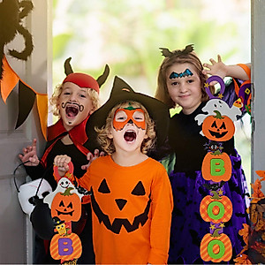 Supla 8 Sets Halloween Craft Kits Fall Kids Crafts DIY Halloween Doorknob Hanger Decorations Art Sets Foam Halloween Pumpkin Ghost Boo Bat Owl Stickers for Kids Halloween Classroom Party Activity